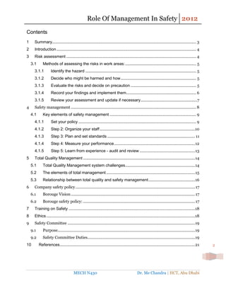 Safety Role of management | PDF