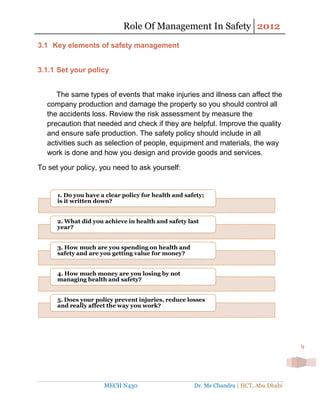 Safety Role of management | PDF