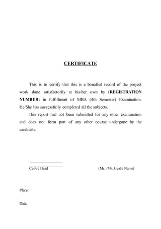 MBA Project sample supply chain managment | DOCX