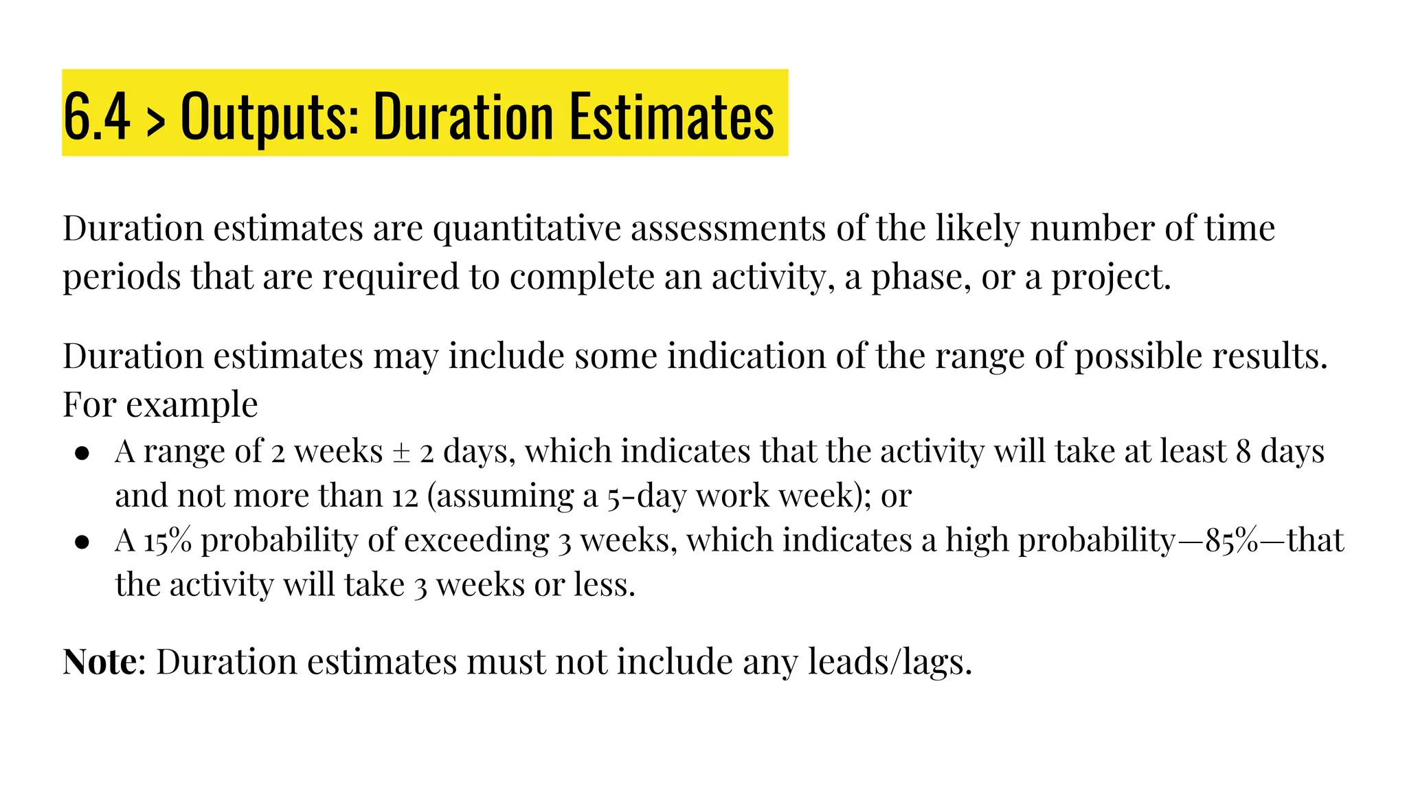 Project Schedule Management - Estimate Activity Durations - PMP ...
