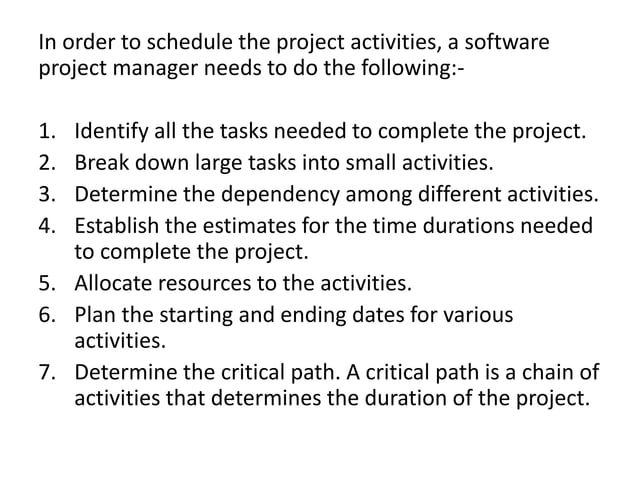 Project scheduling in software engineering | PPTX