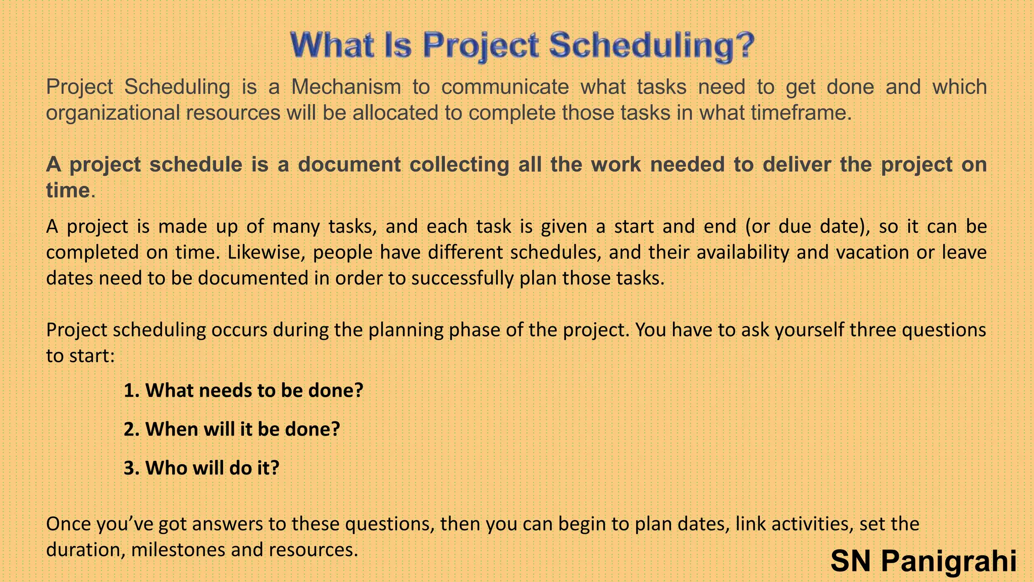 #Project Scheduling - Network Diagrams : PERT & CPM# By SN Panigrahi | PPTX