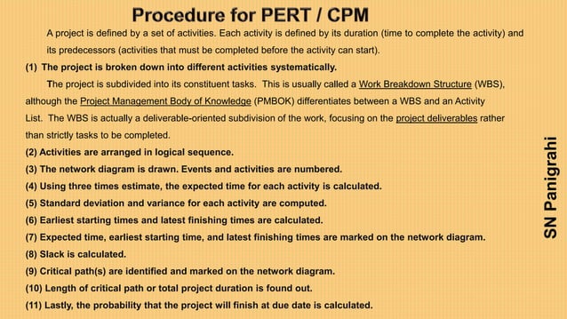 #Project Scheduling - Network Diagrams : PERT & CPM# By SN Panigrahi | PPTX