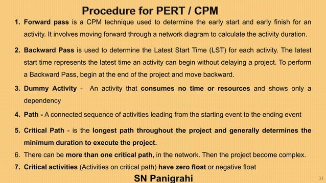 #Project Scheduling - Network Diagrams : PERT & CPM# By SN Panigrahi | PPTX