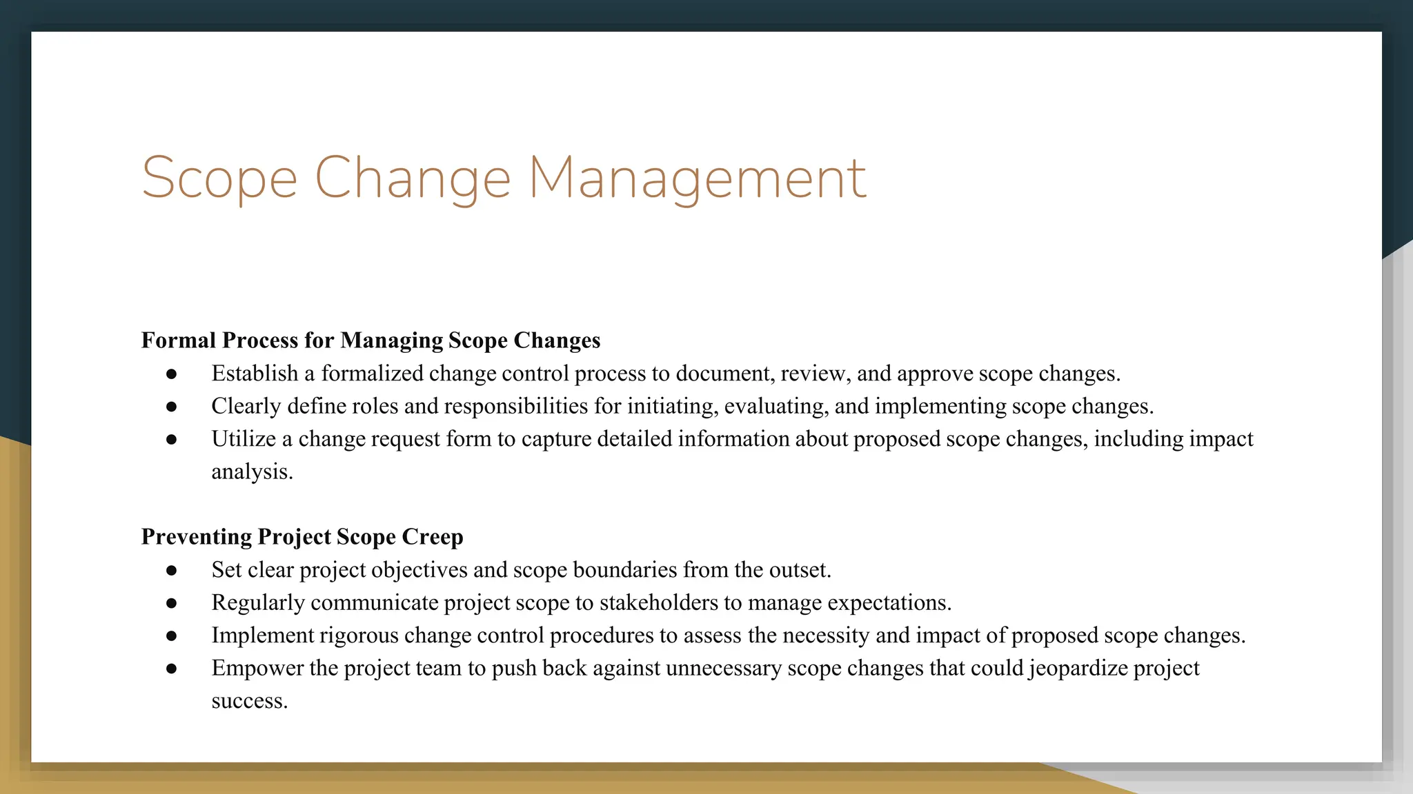Project Scope Baseline presentation outlining every | PPT