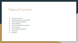 Project Scope Baseline presentation outlining every | PPTX