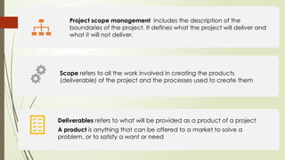 Project Scope Management.pptxUnderstand the importance of project schedules and good project ...