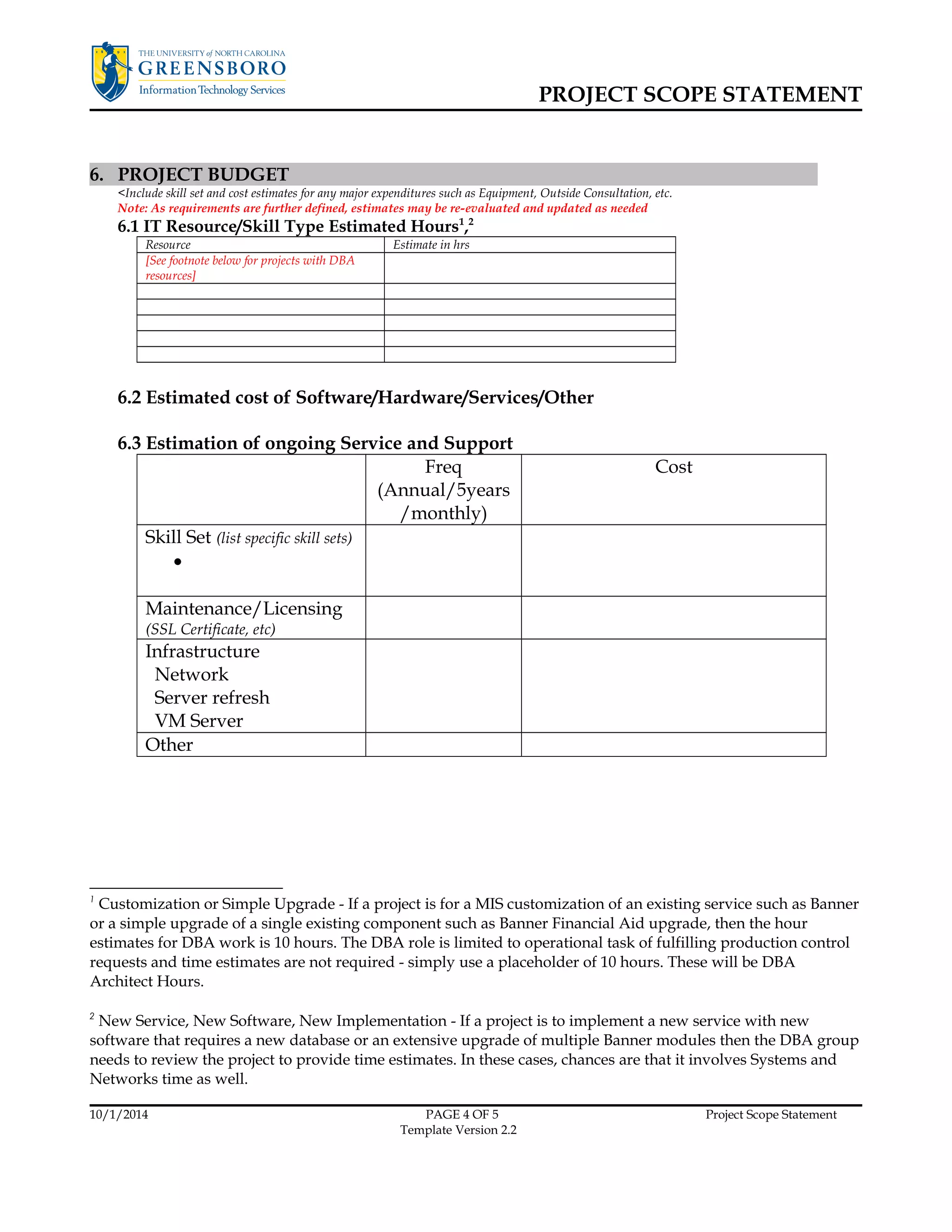 Project scope statement template v2.3 | DOC