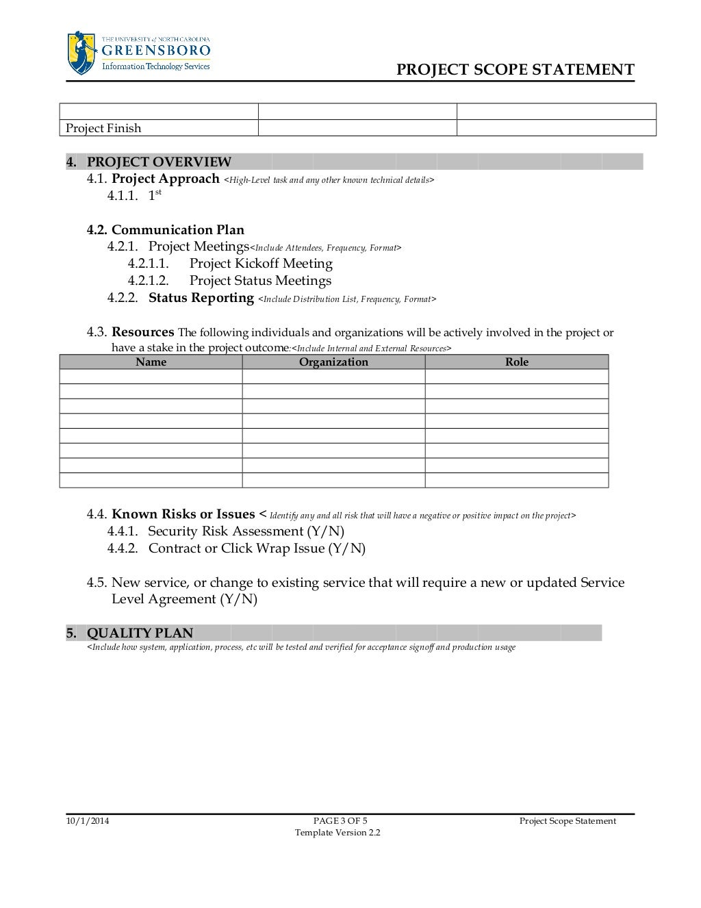 Project scope statement template v2.3