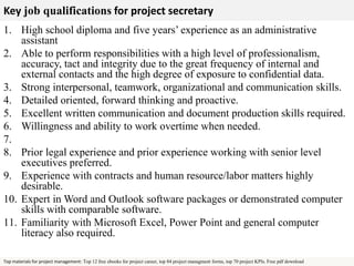 Project secretary | PPTX | Resume Writing and Advice | Job Search