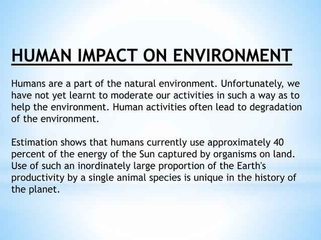 human impact on the natural environment. | PPT
