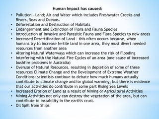 human impact on the natural environment. | PPTX