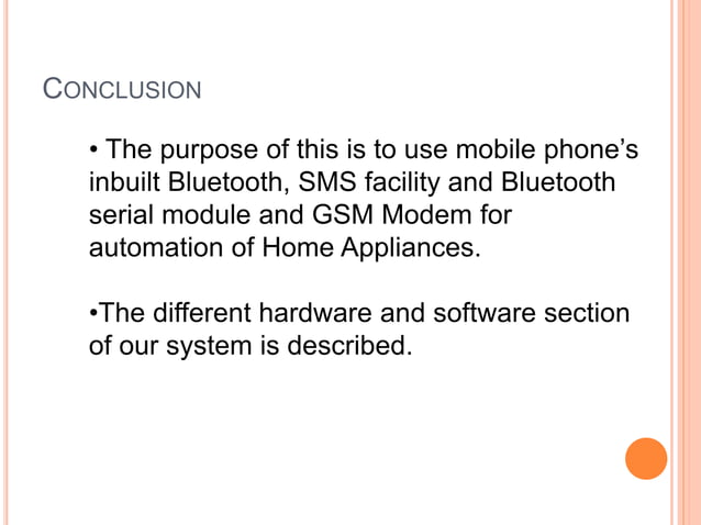 SMART HOME AUTOMATION USING ANDROID, BLUETOOTH & GSM | PPT