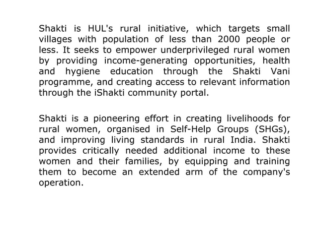 HUL Project Shakti | PPT