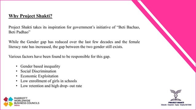 Project Shakti PPT by Marriott hotel India | PPTX | Education