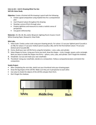 Project sheet value drawing still life | DOC