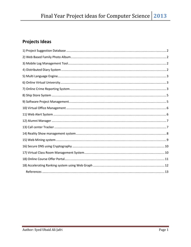 Final Year Projects (Computer Science 2013) - Syed Ubaid Ali Jafri ...