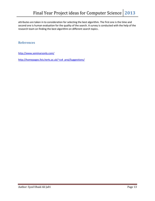 Final Year Projects (Computer Science 2013) - Syed Ubaid Ali Jafri | PDF | Computer Software and ...