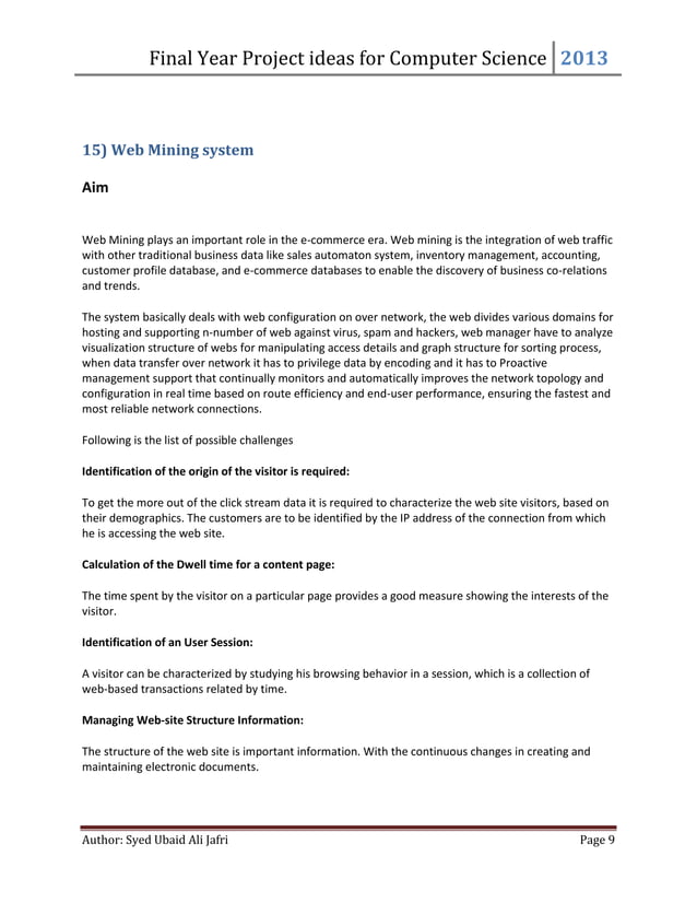 Final Year Projects (Computer Science 2013) - Syed Ubaid Ali Jafri ...