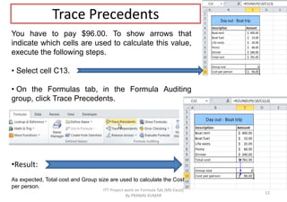 Working on MS-Excel 'FORMULA TAB' | PPTX