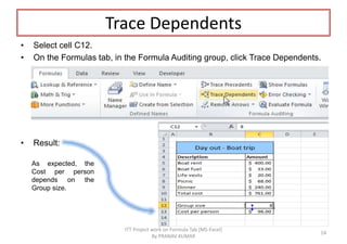 Working on MS-Excel 'FORMULA TAB' | PPTX