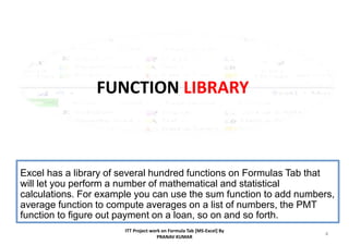 Working on MS-Excel 'FORMULA TAB' | PPTX