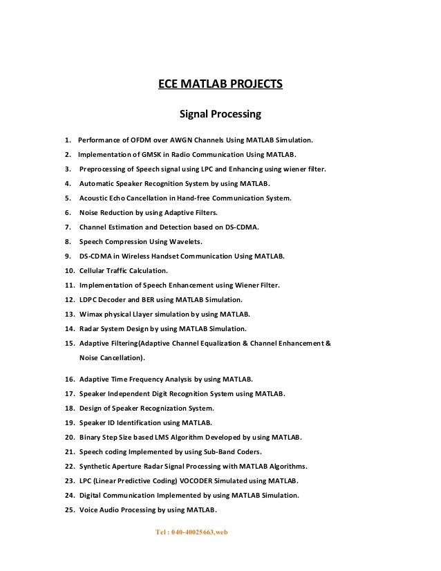 Projects list for ece & eee