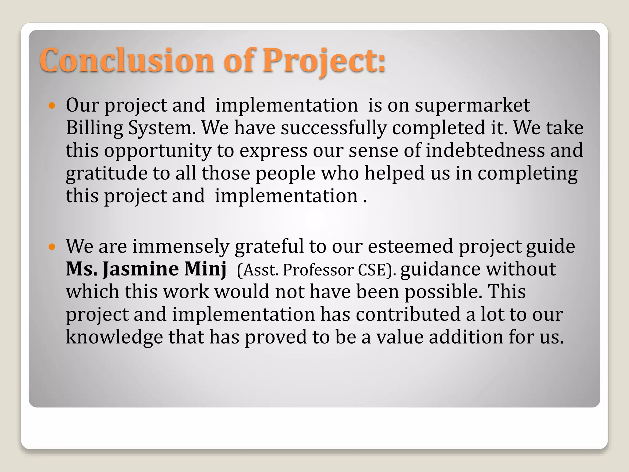 Project Super market billing system | PPTX