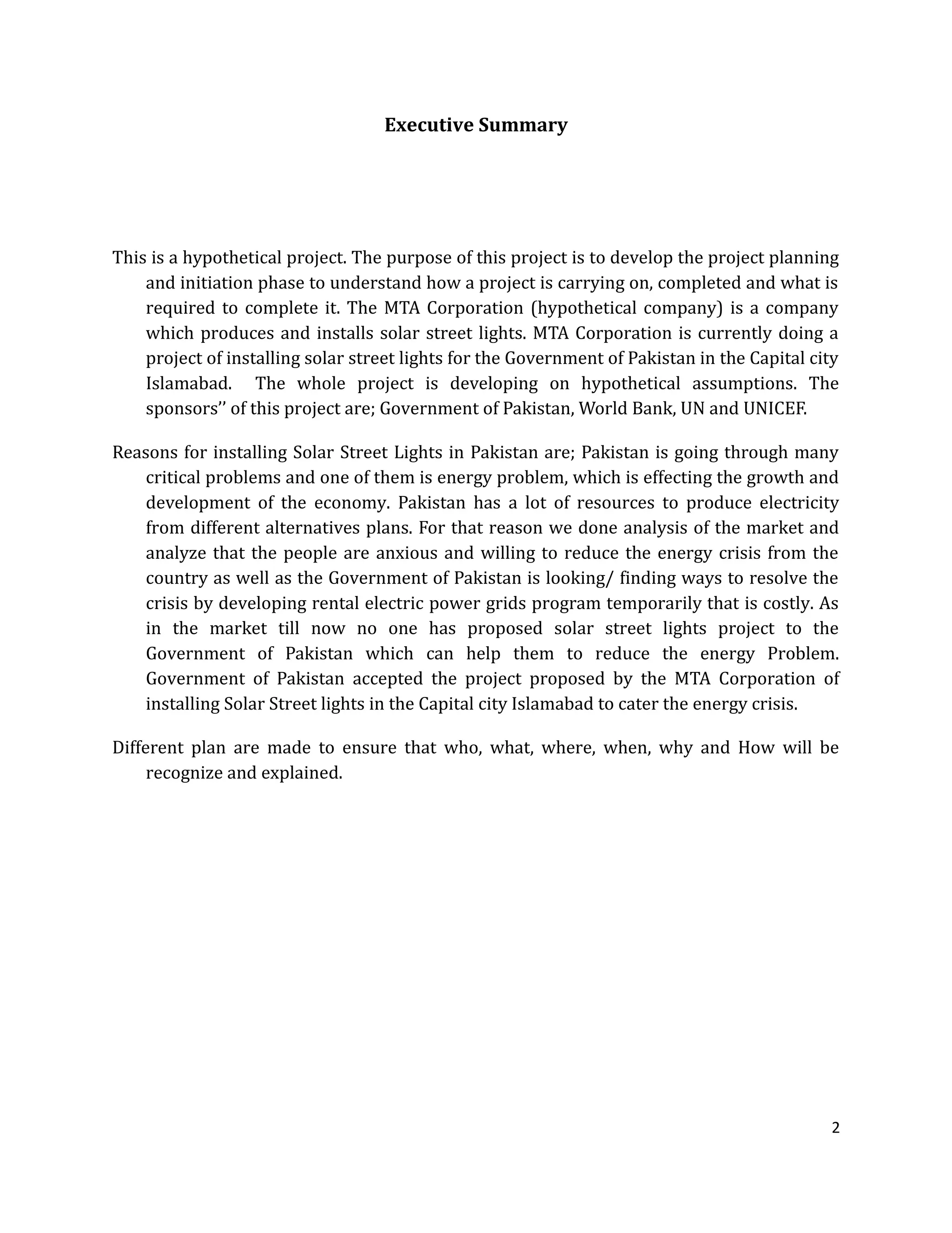 solar street light project report. | DOC