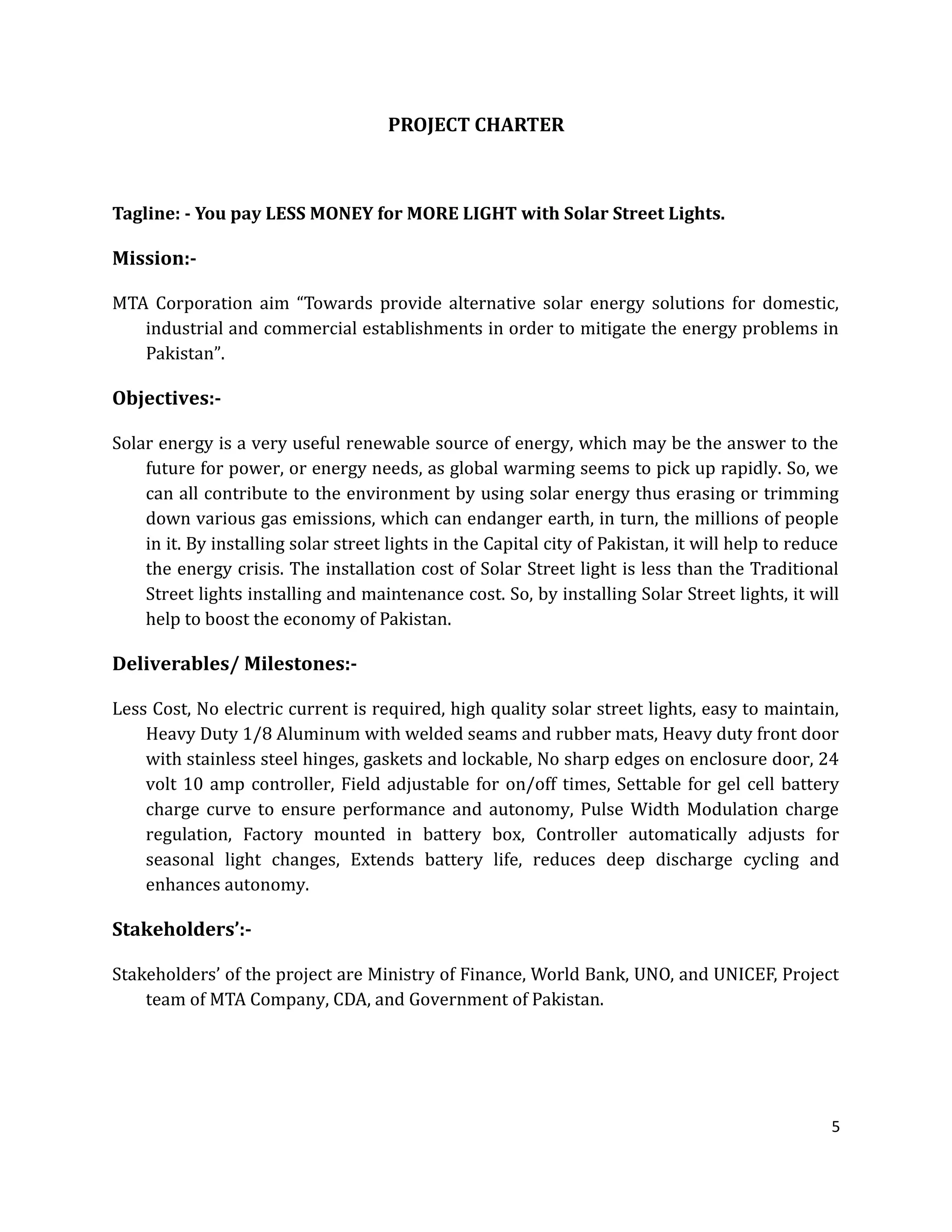 solar street light project report. | DOC