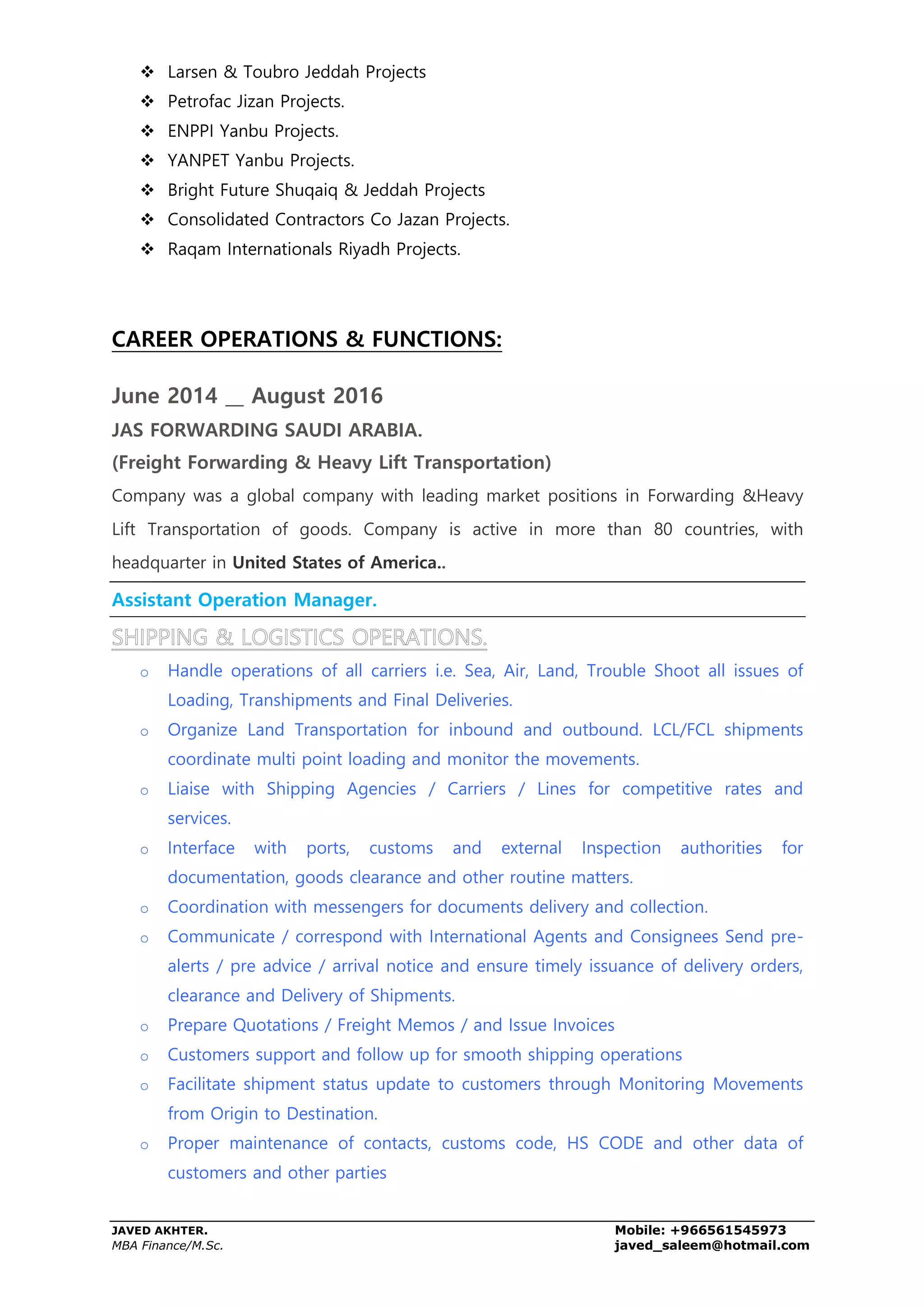 Projects operation coordinator | PDF