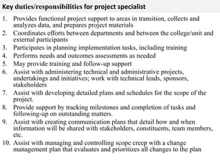 Project specialist job description | PPT