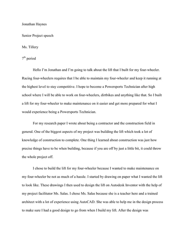 Senior Project Speech | PDF