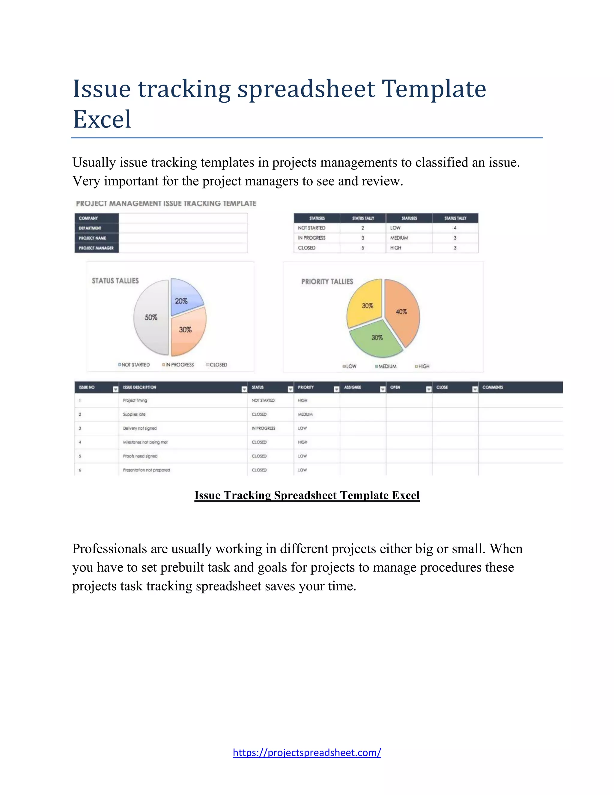 Project spreadsheet | PDF