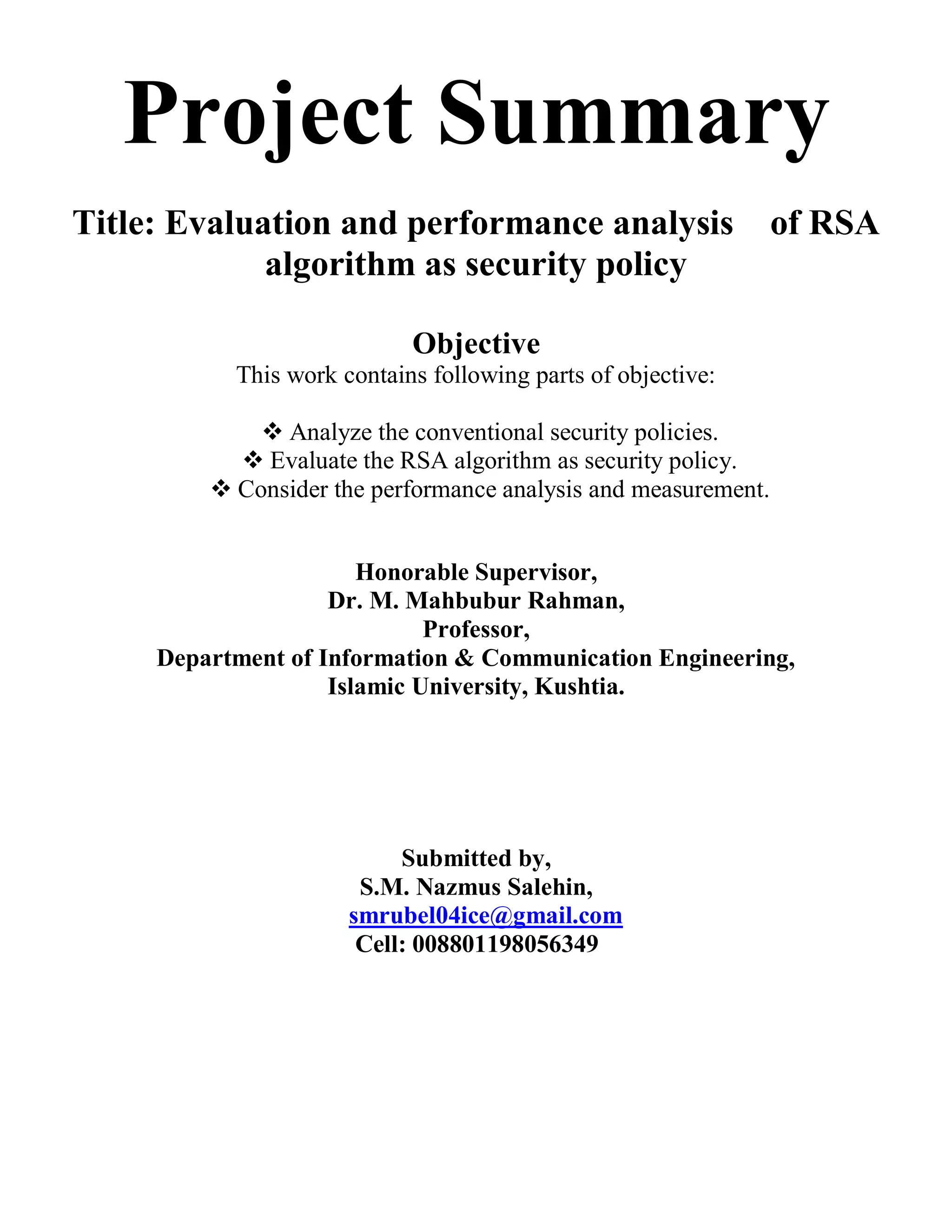 An implementation of RSA policy | PDF