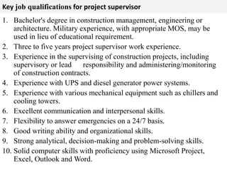 Project supervisor job description | PPTX | Resume Writing and Advice ...