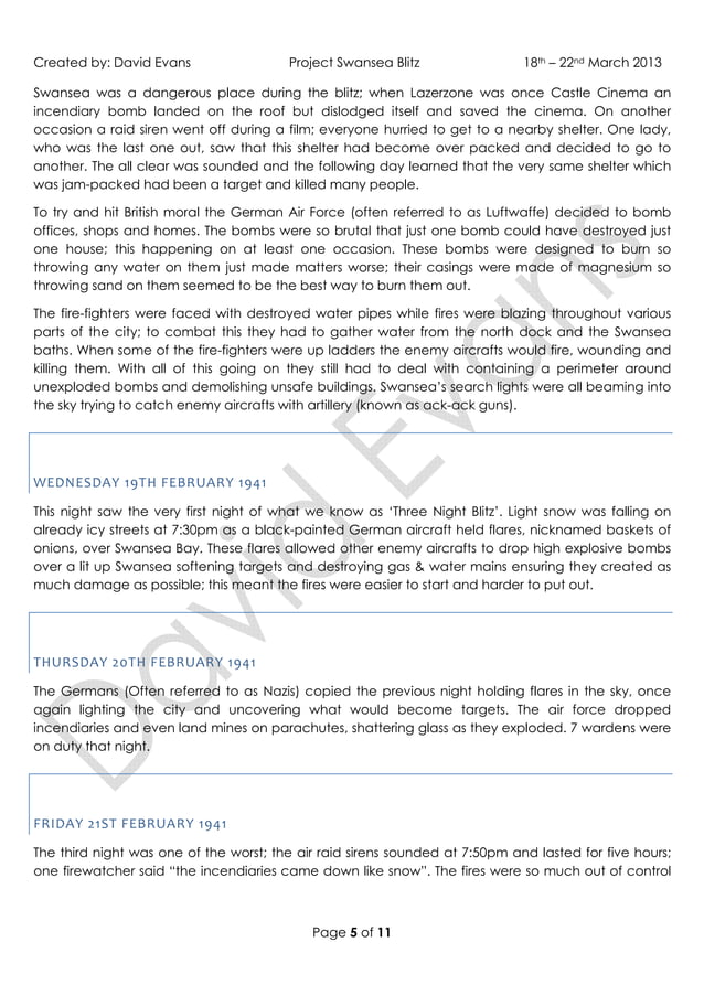 Swansea Blitz Project | PDF
