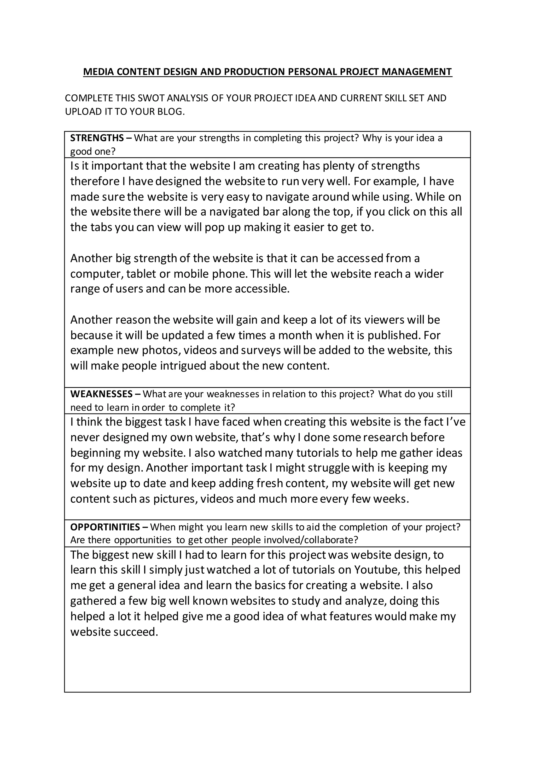 Project swot analysis | DOCX