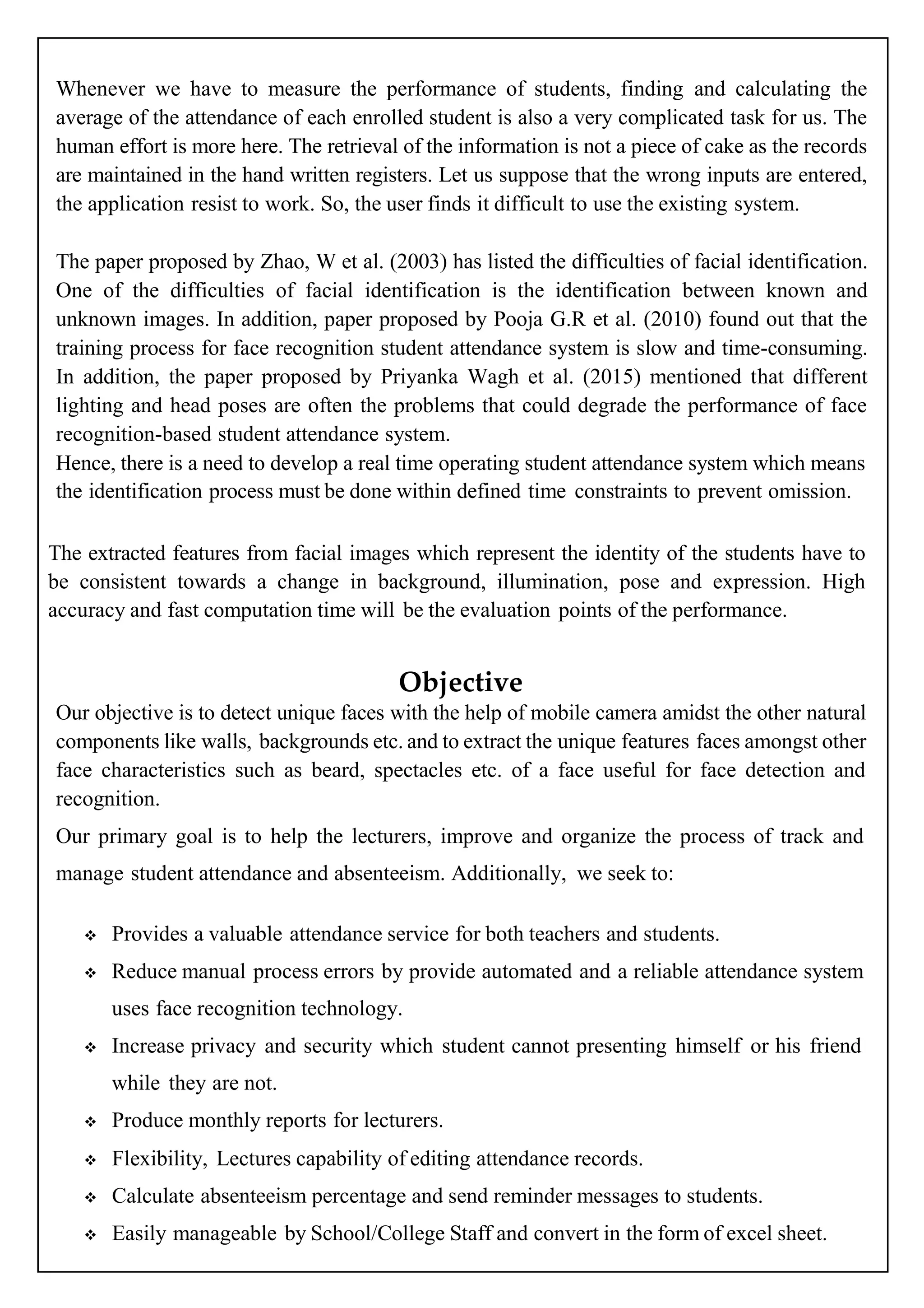 Project Synopsis Face Recognition Attendance System Docx