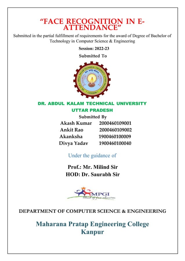 project synopsis face recognition attendance system | DOCX