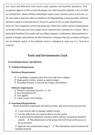 project synopsis face recognition attendance system | DOCX