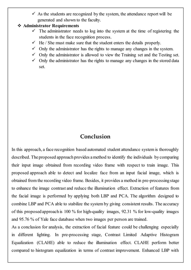 Project synopsis on face recognition in e attendance | DOCX ...