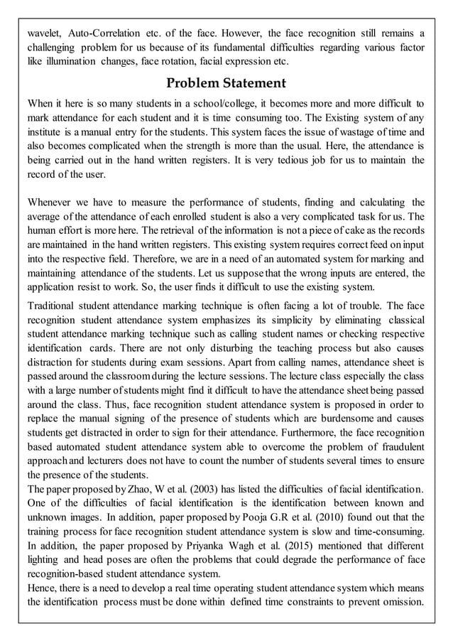 Project synopsis on face recognition in e attendance | DOCX ...