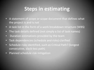 Project task duration estimation | PPTX