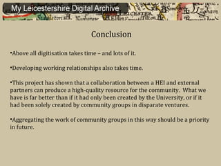 My Leicestershire Digital Archive: the project team's perspective | PPT