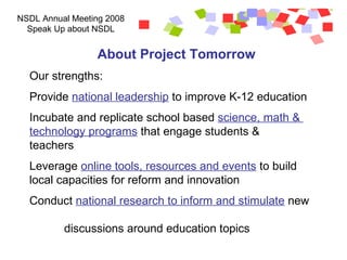 Project Test Drive: Students and Teachers "Speak Up" About NSDL | PPT
