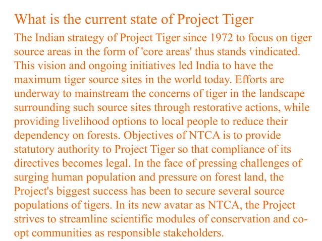 Project tiger | PPT