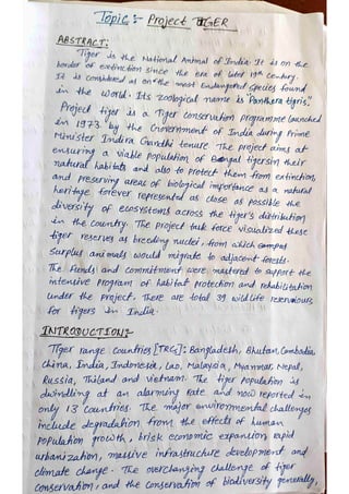 Project Tiger: A brief introduction about project Tiger | PDF