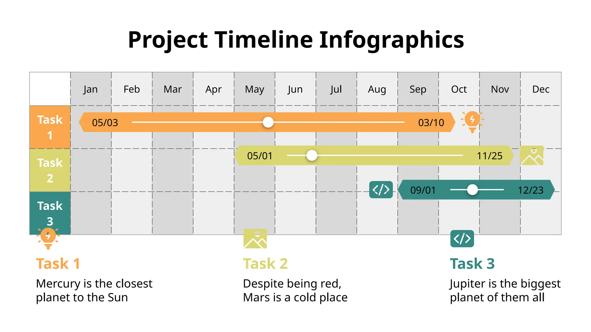 Project Timeline Infographics for gantt chart | PPT