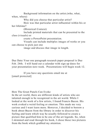 Project TitleArtist Report and Presentation on an artist or.docx